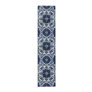 Azulejo Blue Table Runner (cotton, Poly) - Etsy