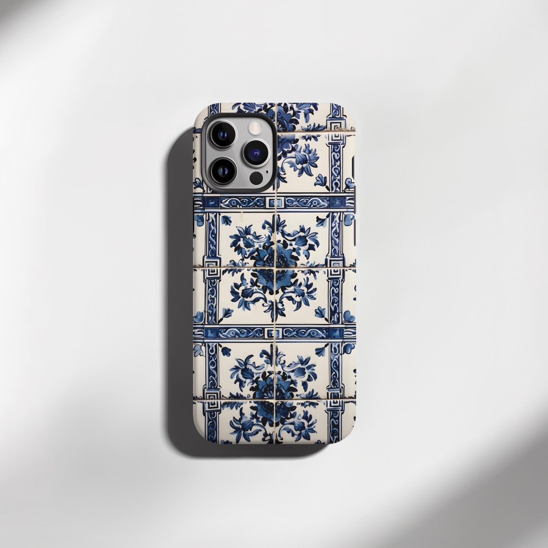 Tough Phone Case in Porcelain Blue Tile Design for Iphone, Pixel ...