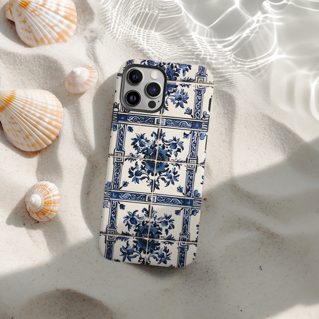 Azulejo Phone Case in Blue Porcelain Art Mediterranean iPhone 16 to 8 ...
