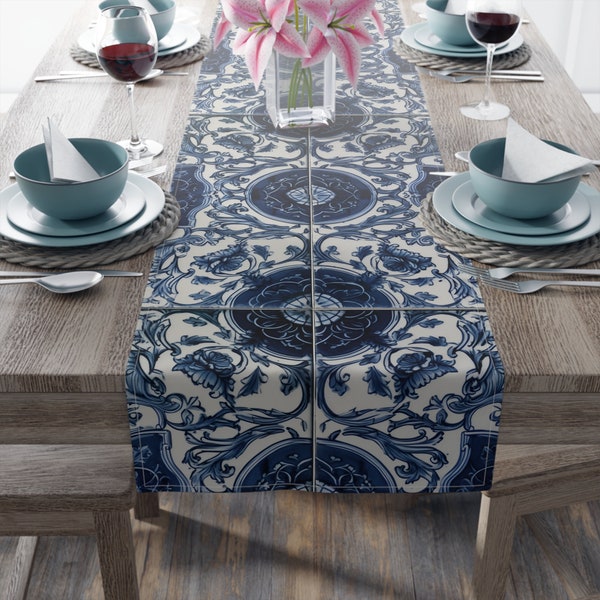 Blue Table Runner - Etsy