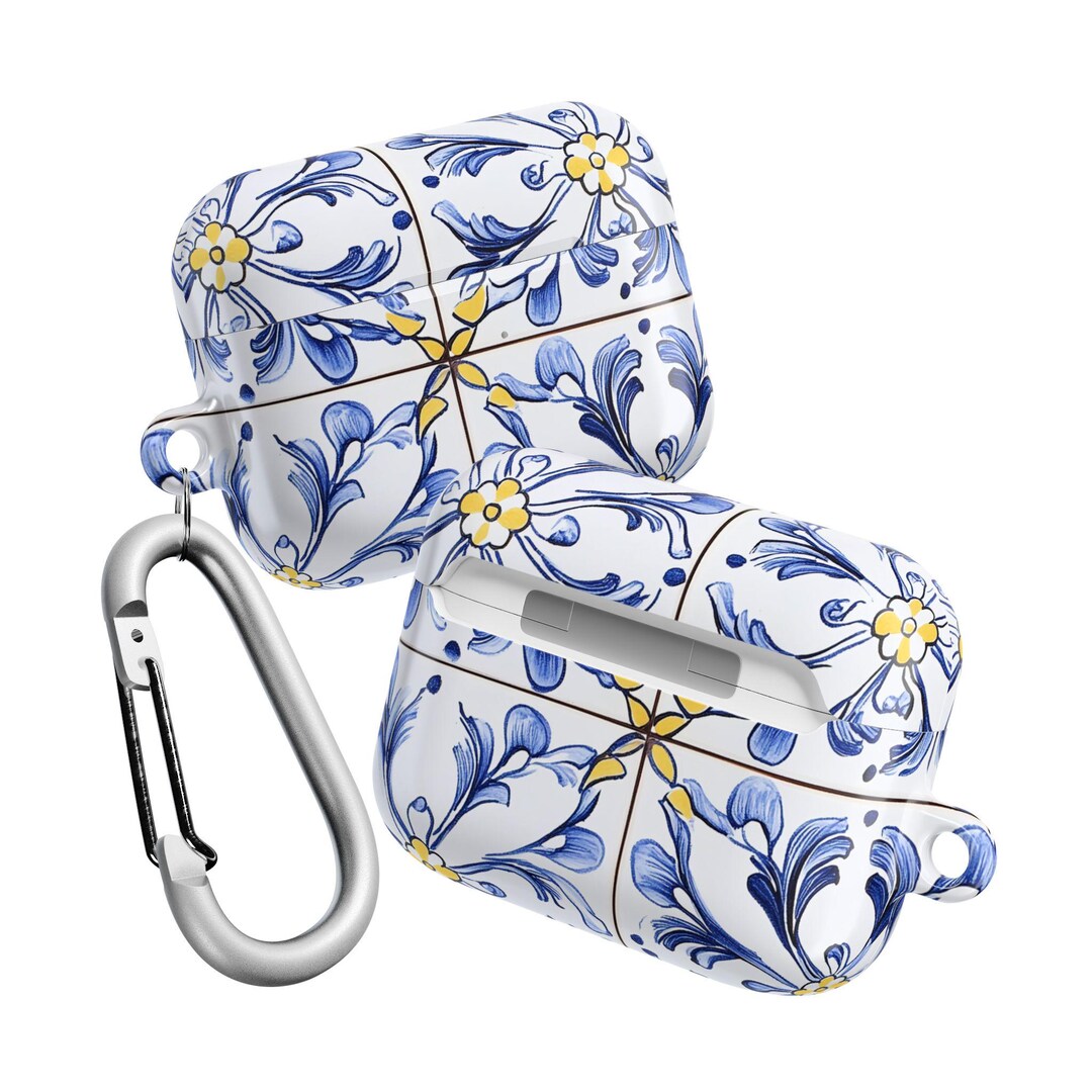 AirPod Case, Blue Azulejo Porcelain Tile Design, Airpods 1 2 3 ...