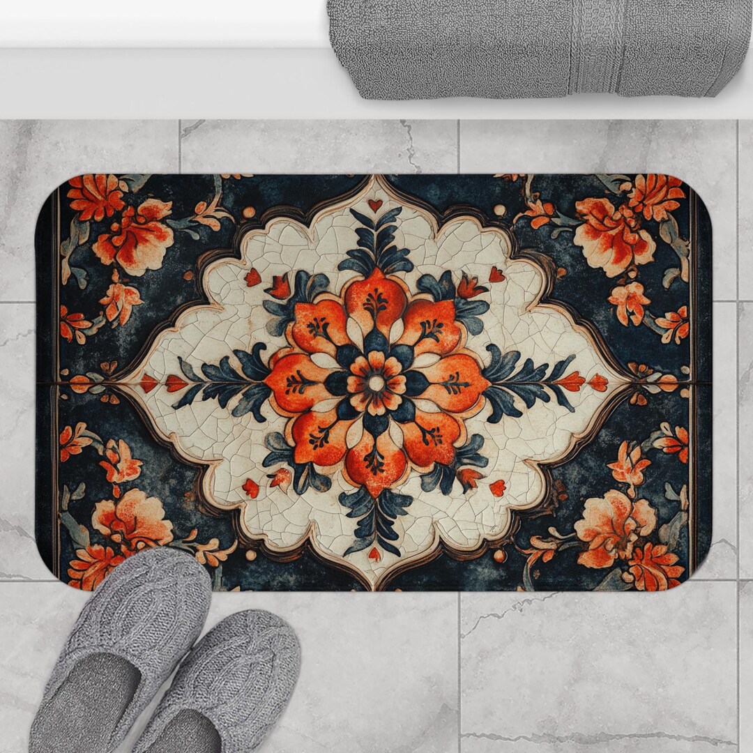 Floral Memory Foam Bath Mat, Anti-slip Bathroom Decor - Etsy