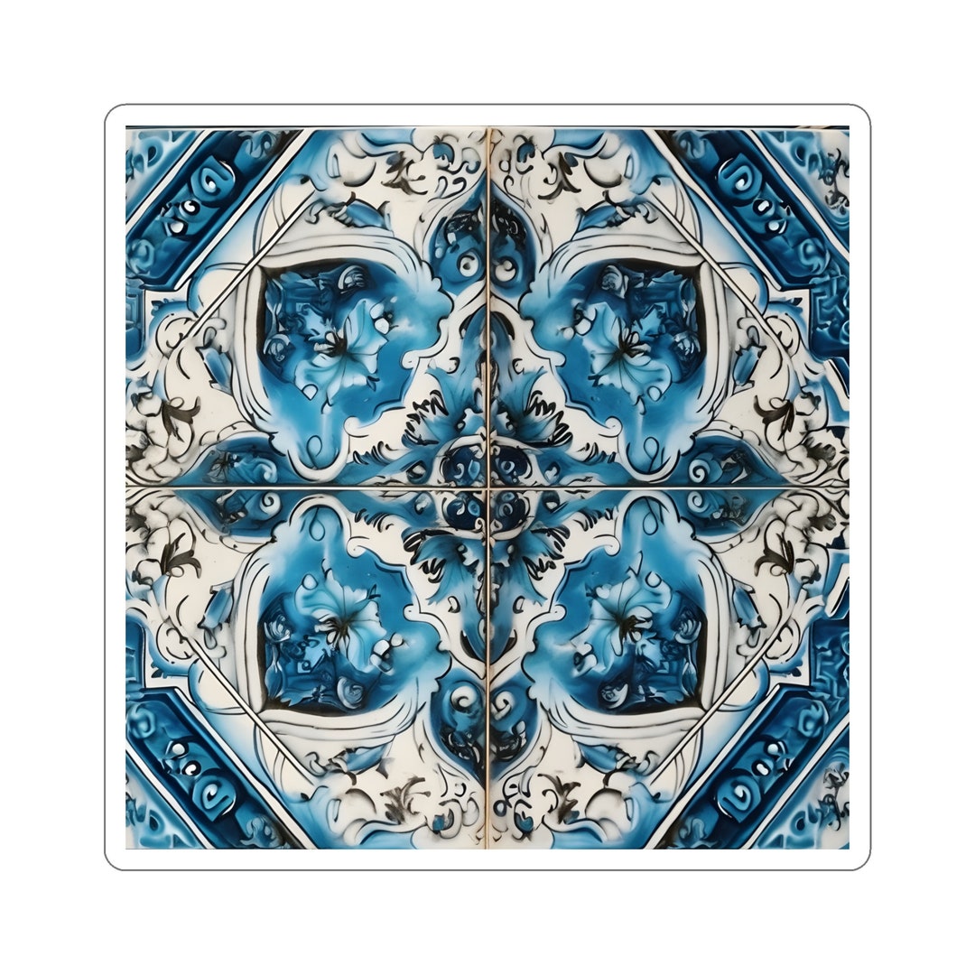 Mediterranean Azulejo Blue Tile Art Stickers for Home Decor - Etsy