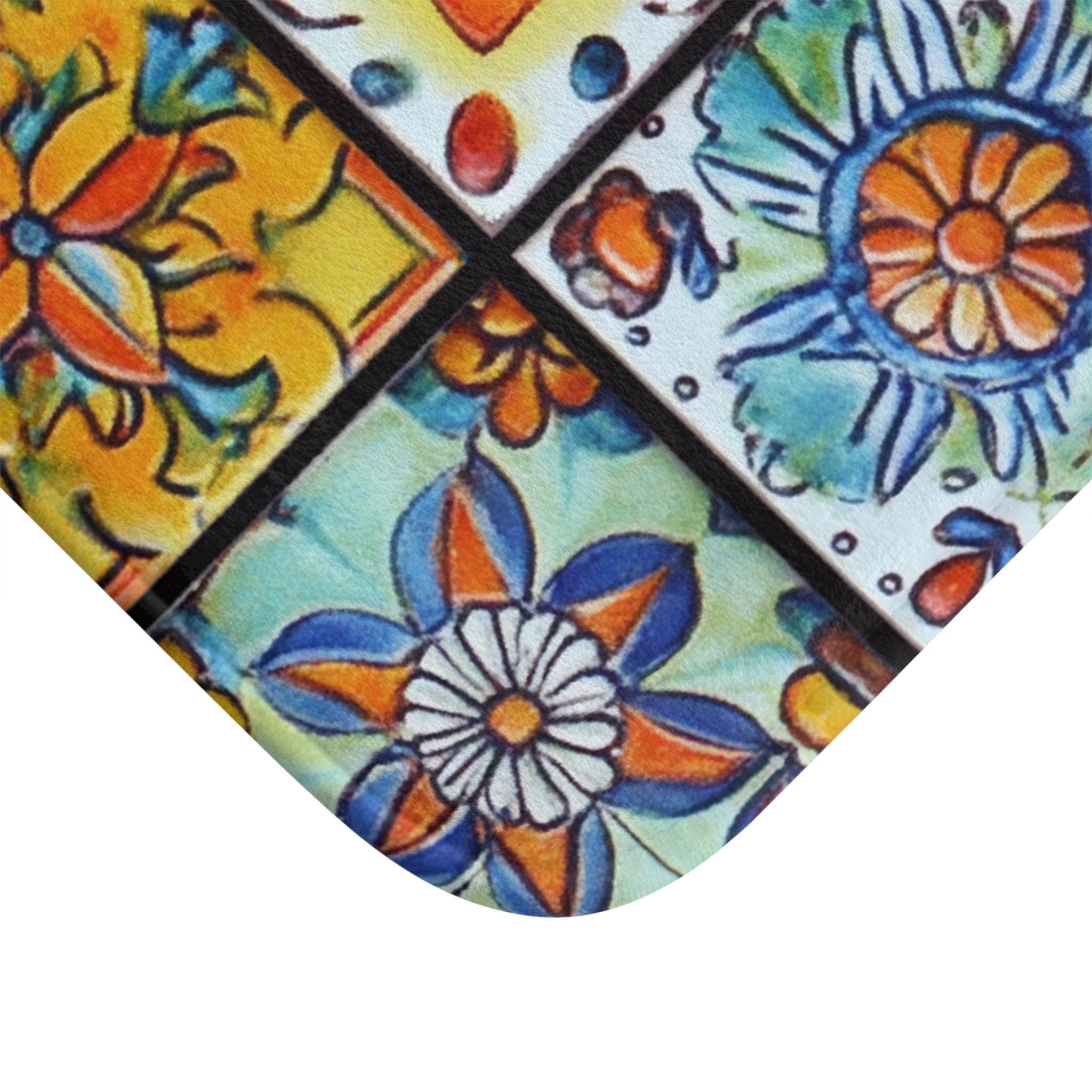 Spanish Tile Bath Mat, Mediterranean Bathroom Rug, Colorful Talavera ...