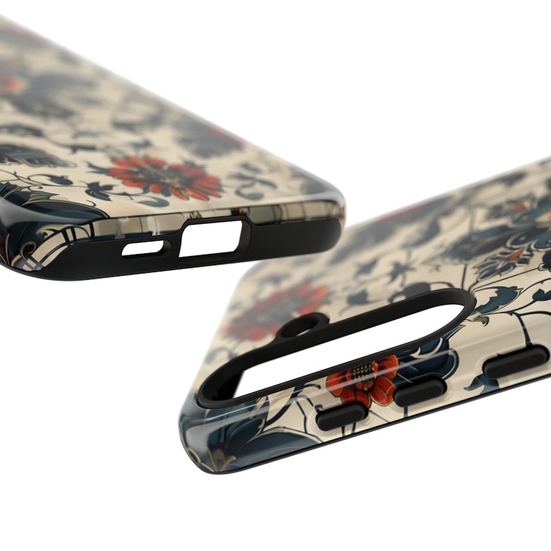 Mediterranean Floral Tile Phone Case – Blue Azulejo Inspired Tough Case ...