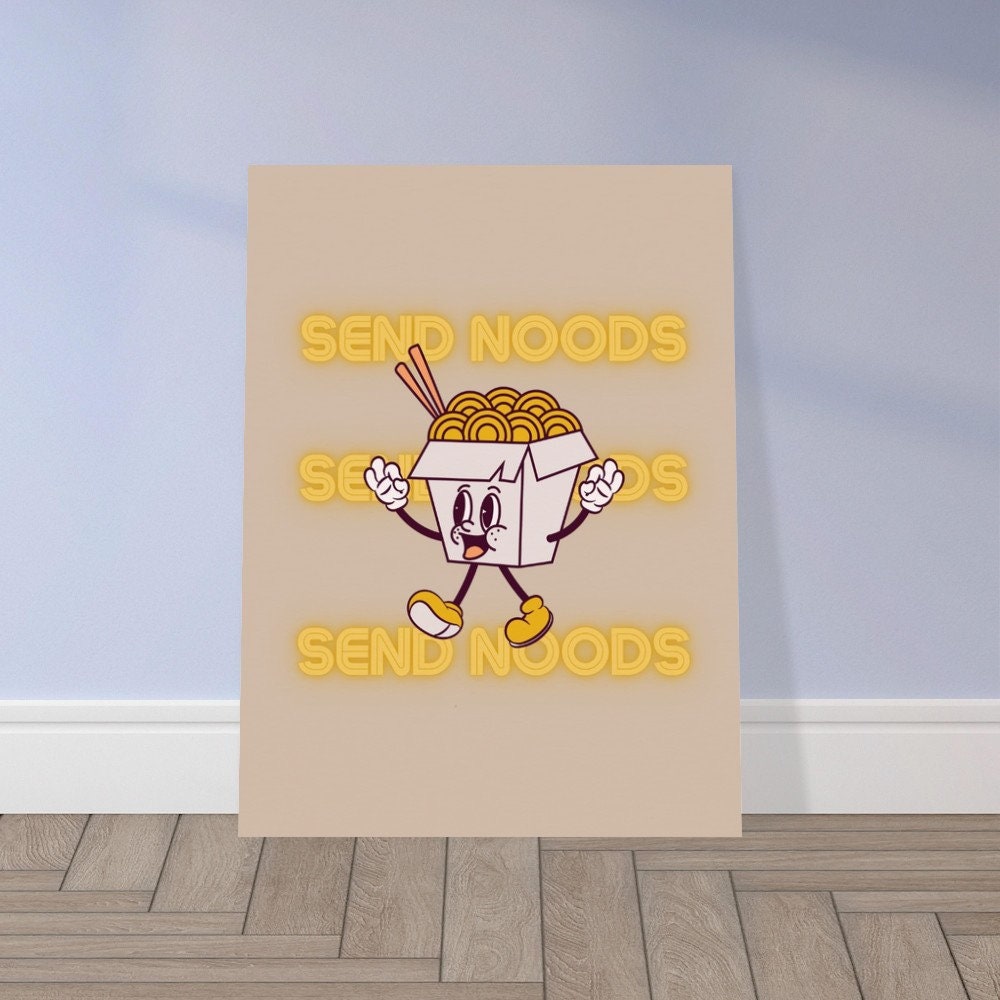 Send Noods Noodle Box Cartoon Poster Quirky Kitchen Wall Art Museum ...