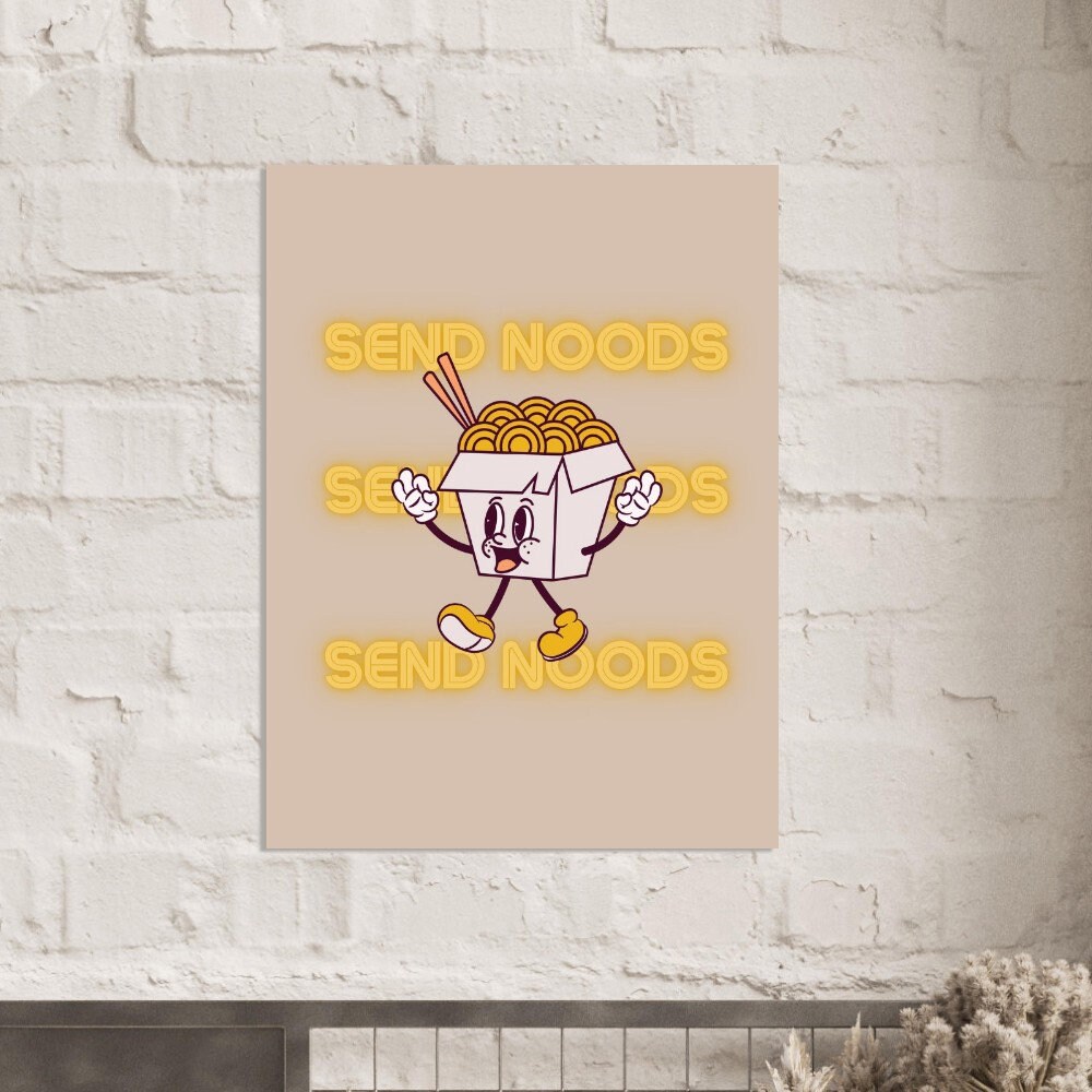 Send Noods - Noodle Box Cartoon Poster - Quirky Kitchen Wall Art ...