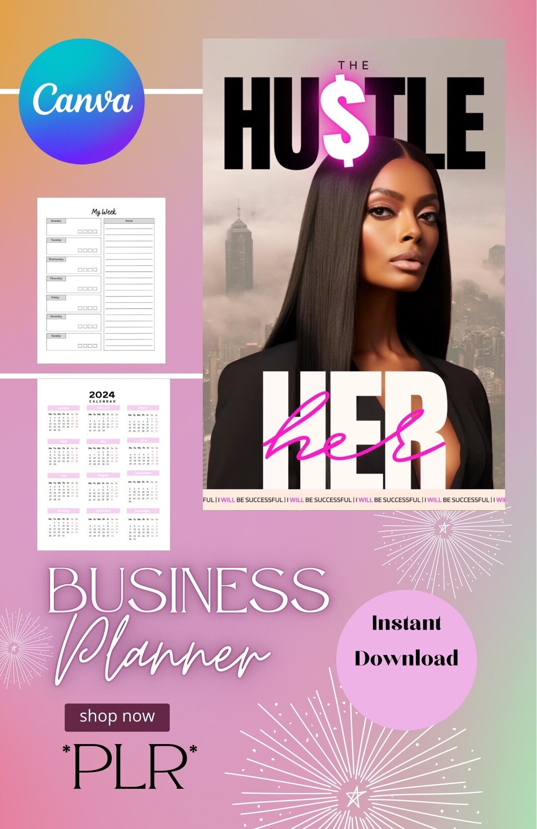 Plr*the Hustle-her Business Planner Resell - Etsy