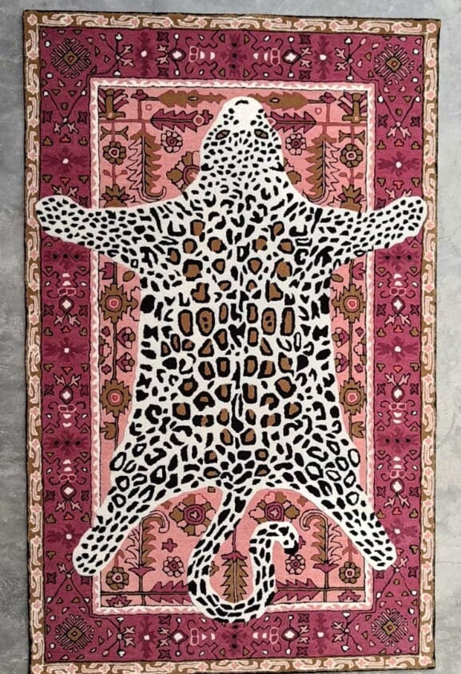 New Floral Style Leopard Hand Tufted 100% Woolen Area Rug for Home ...