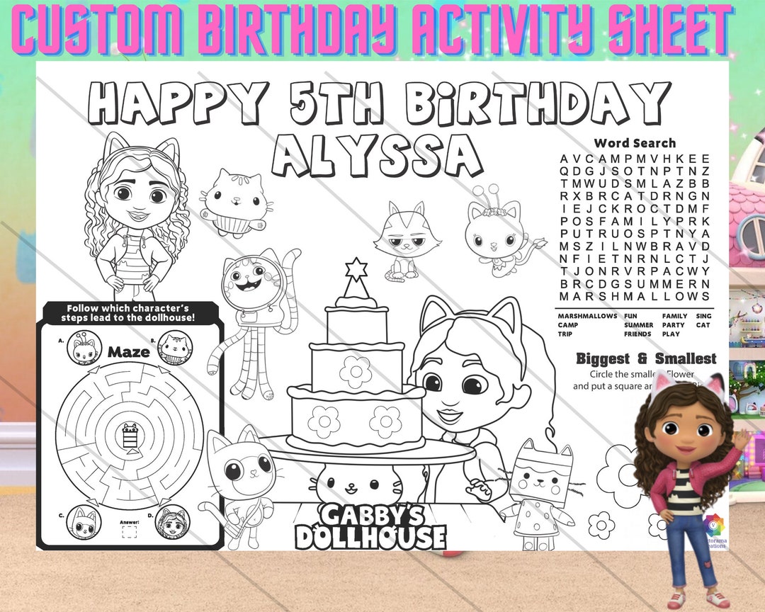 Custom Gabbys Dollhouse Activity Sheet Placemats Kids - Etsy