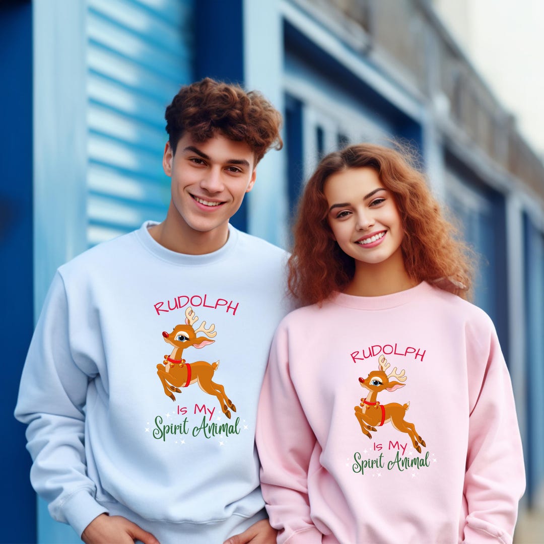 Ugly Christmas Sweater Rudolph is My Spirit Animal Sweatshirt Gift for ...