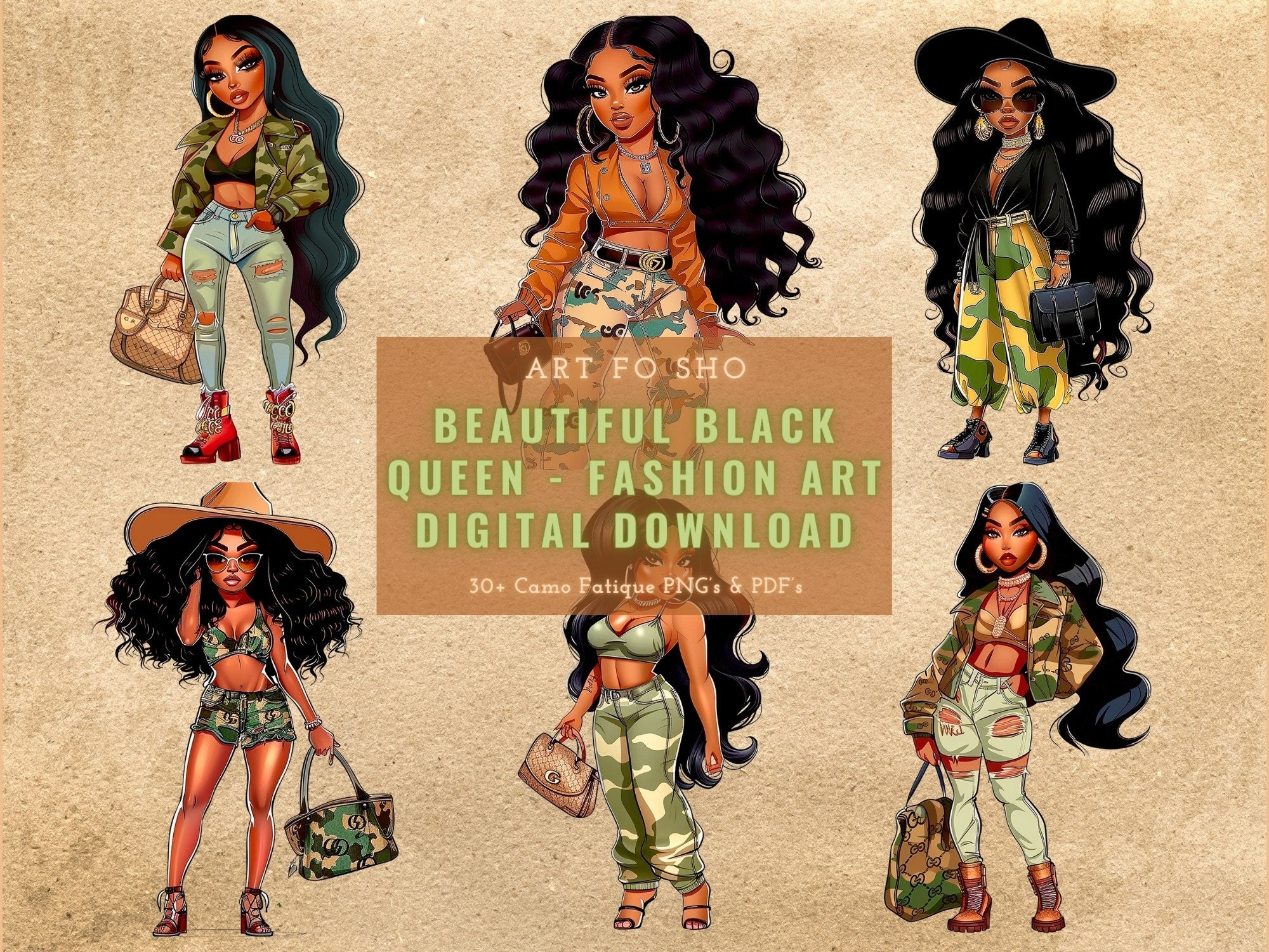 Black Girl Magic Clipart Bundle Over 30 PNG & PDF Urban Art Files ...