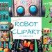 Robots Digital Paper, Robot Clipart, Cut Files, Cricut, Silhouette ...