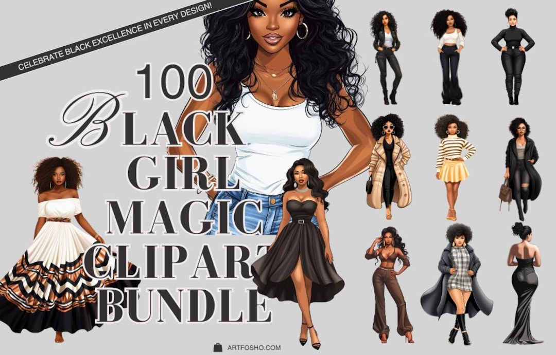 Black Girl Magic Clipart PNG Bundle: Afro Women, Commercial Use - Etsy