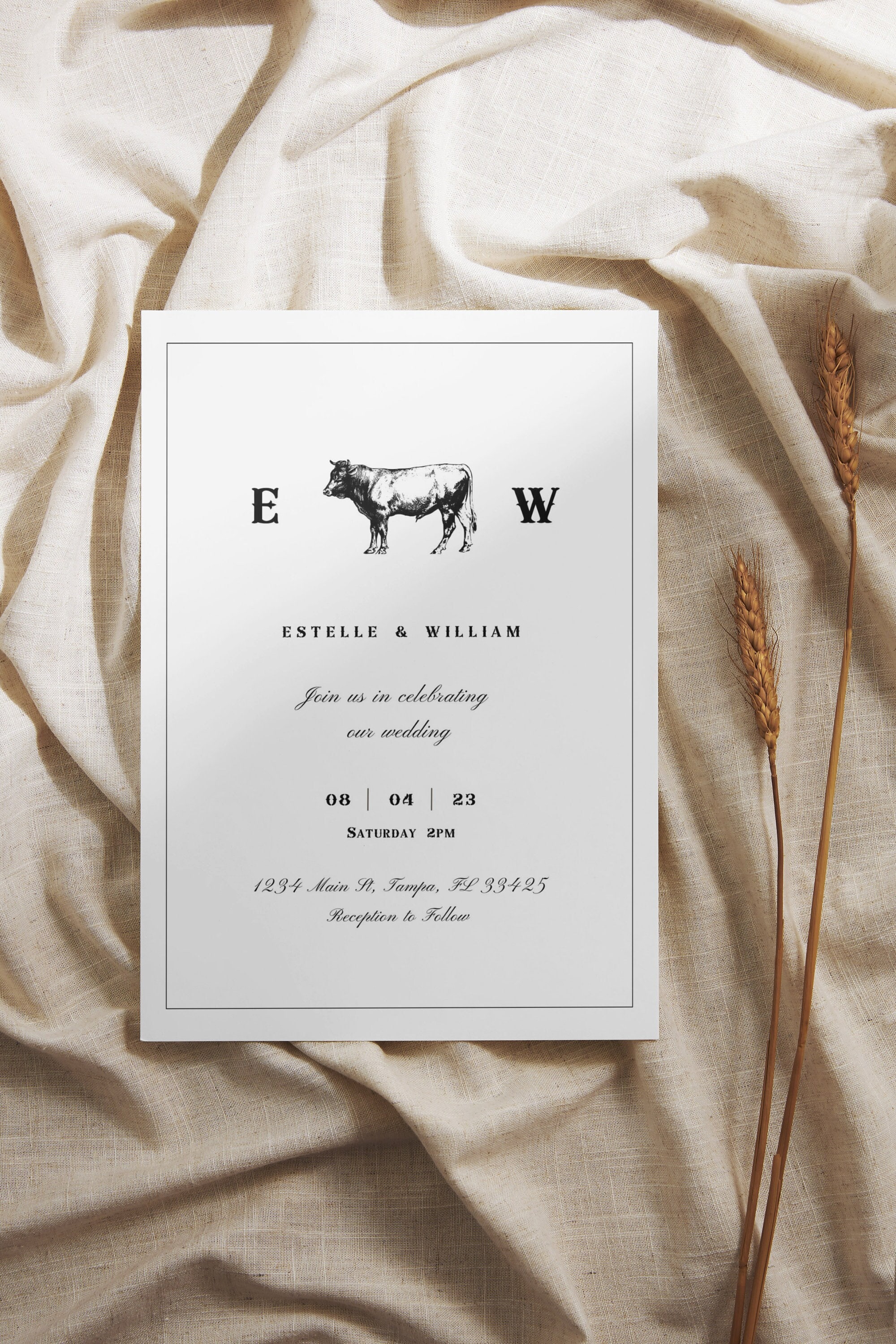 Western Ranch Wedding Invitation 5x7 | Digital Invitation | DIY ...