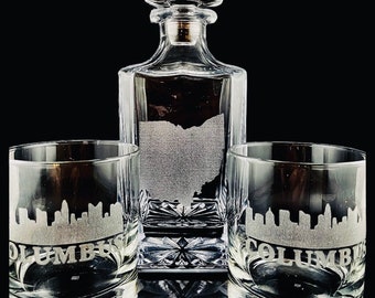 Custom Laser Engraved Whiskey Decanter and Rocks Glasses - Etsy