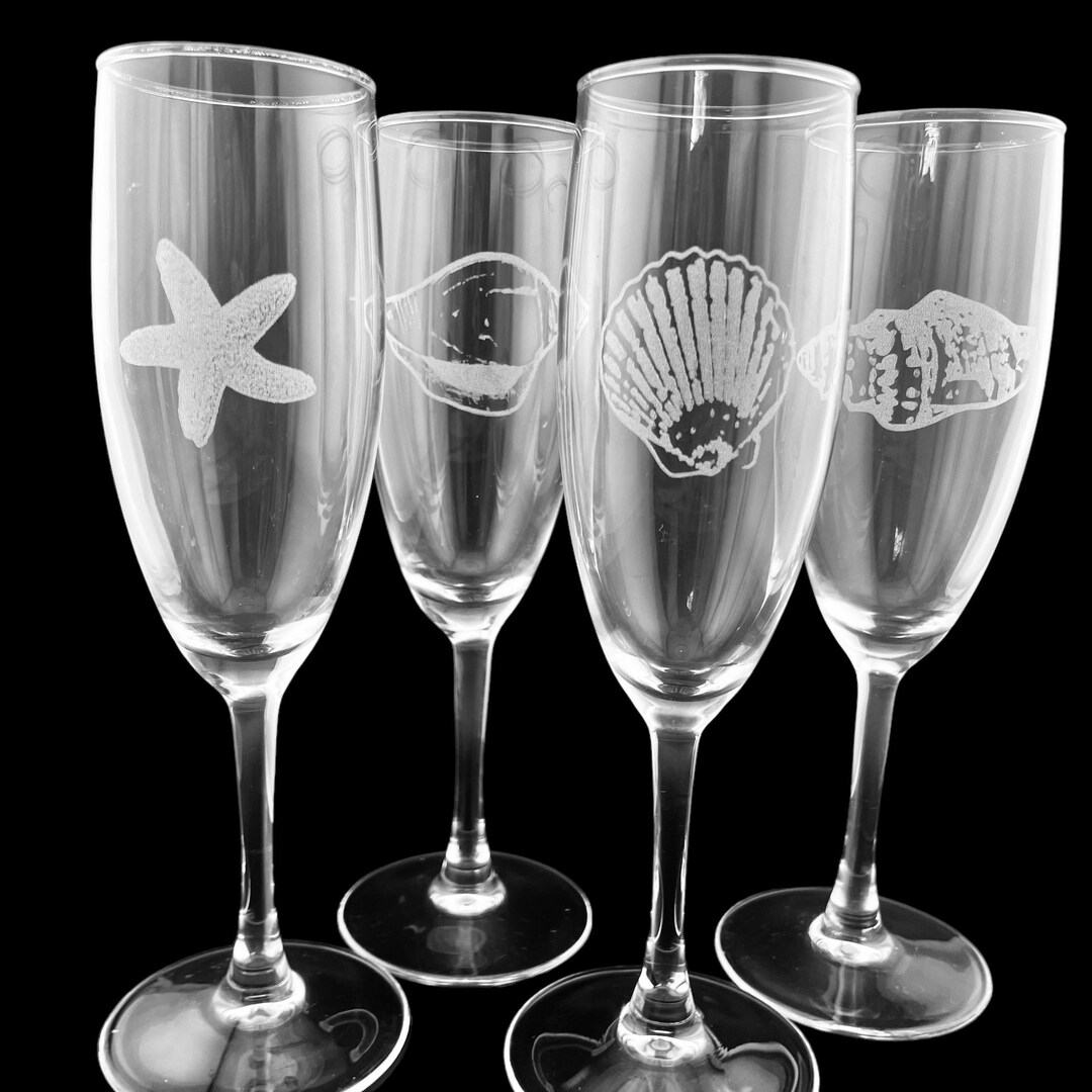 Set of 4 Laser Engraved Seashell Flutes - Etsy