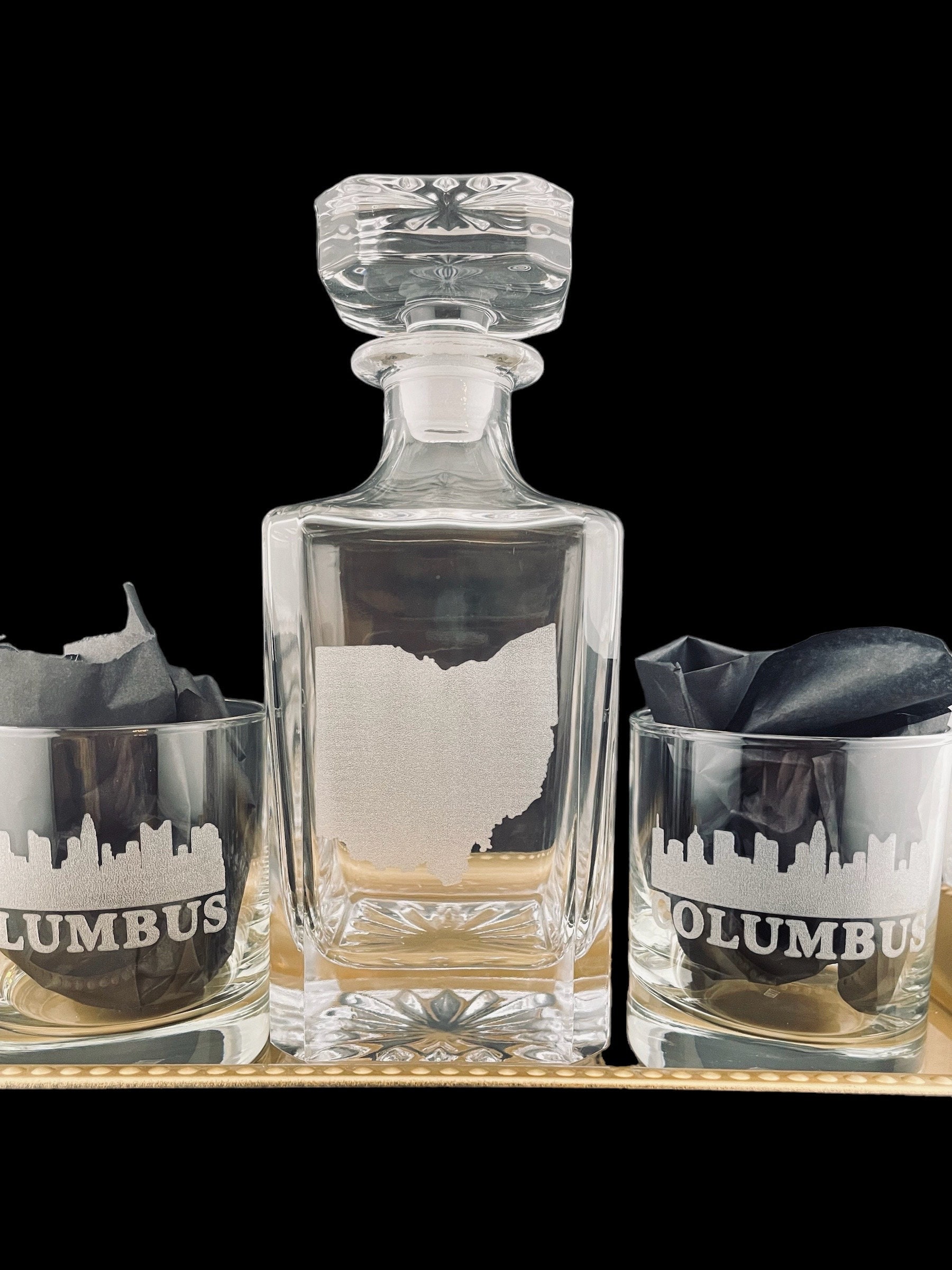 Custom Ohio State and Major City Laser Engraved Whiskey Decanter and ...