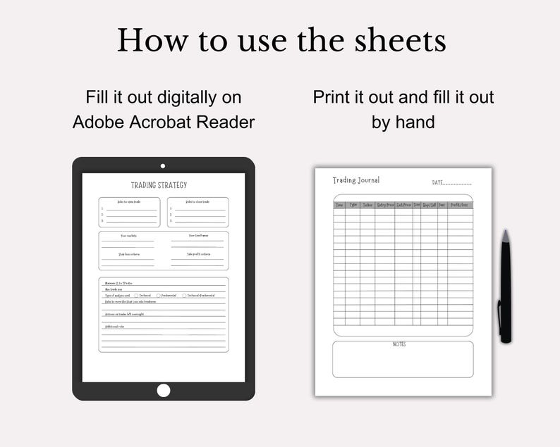 Trading Journal Printable | Stock Options Bitcoin Trade Log PDF ...