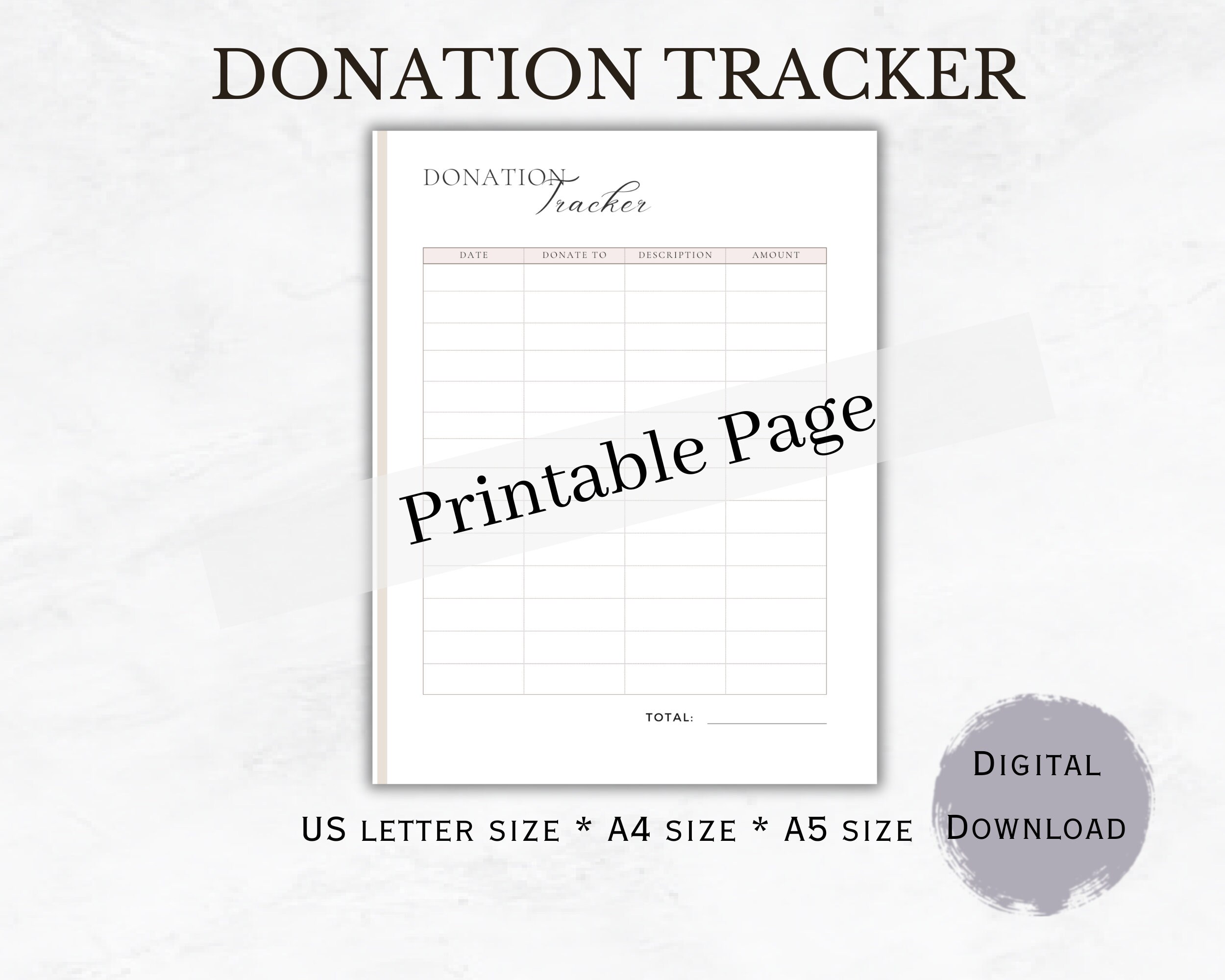Donation Tracker Printable: Giving Log, Tax Planner (a4/a5/letter PDF ...
