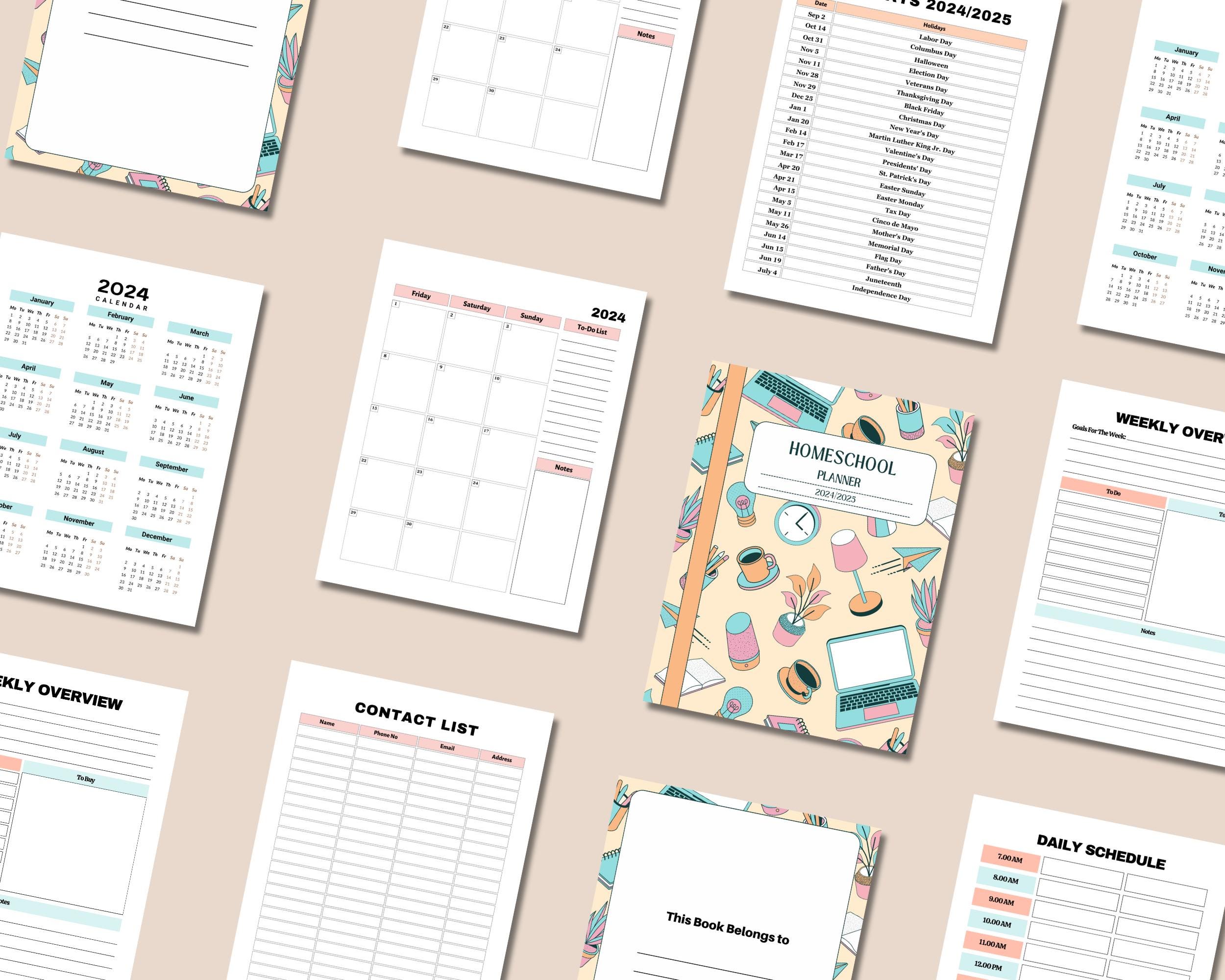 2025 Homeschool Planner Printable: 92-page Lesson Plan Workbook ...