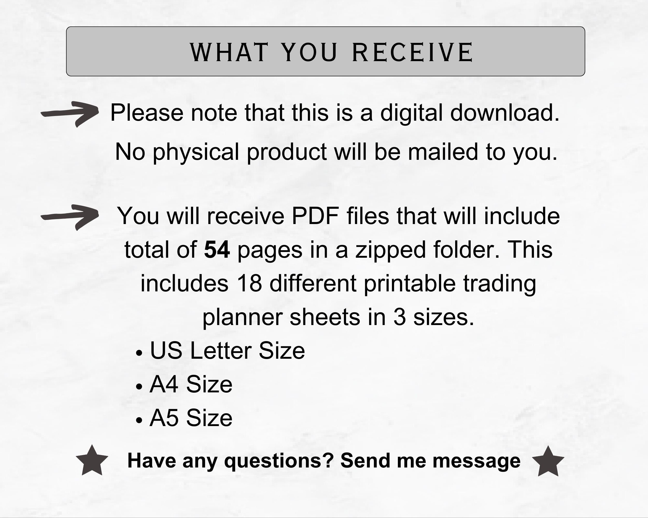 Trading Journal Printable Stock Options Bitcoin Trade Log PDF Template ...