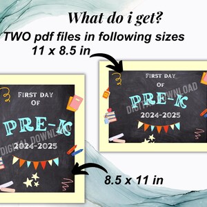 First Day of Pre-k, First Day of School Sign, Printable Preschool Sign ...