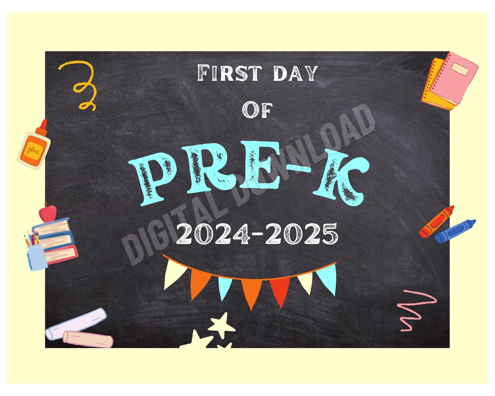First Day of Pre-k, First Day of School Sign, Printable Preschool Sign ...