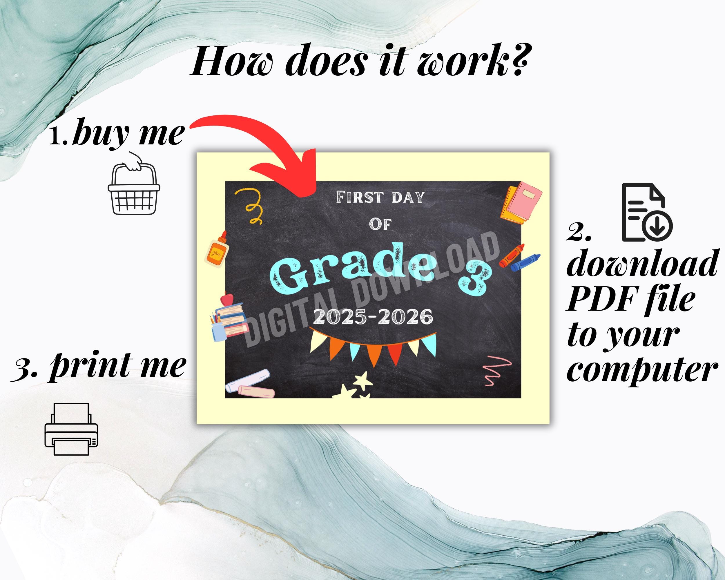 First Day of 3rd Grade Sign: Printable School Photo Prop (PDF Download ...