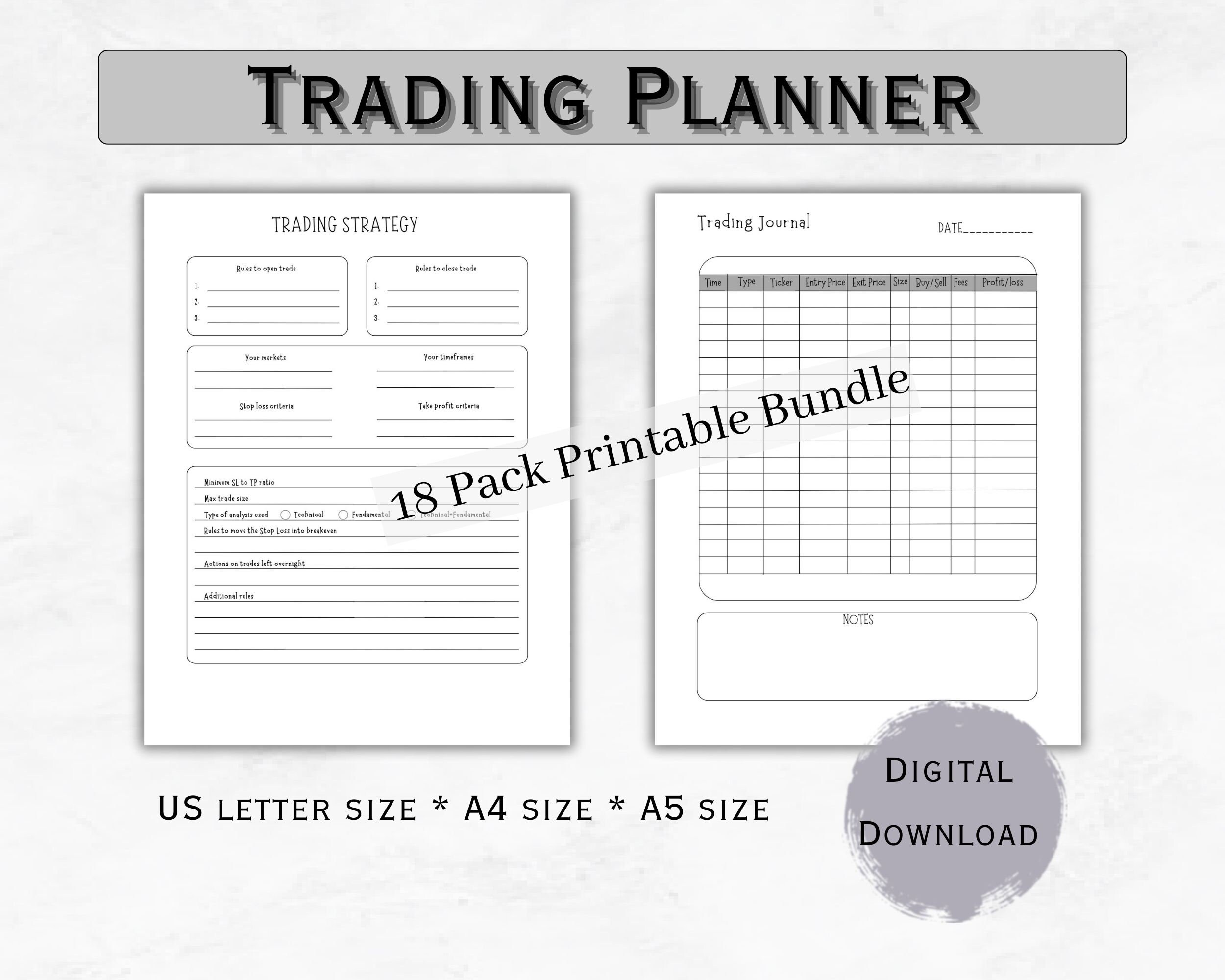 Trading Journal Printable Stock Options Bitcoin Trade Log PDF Template ...