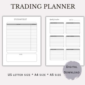 Trading Journal Printable | Stock Options Bitcoin Trade Log PDF ...