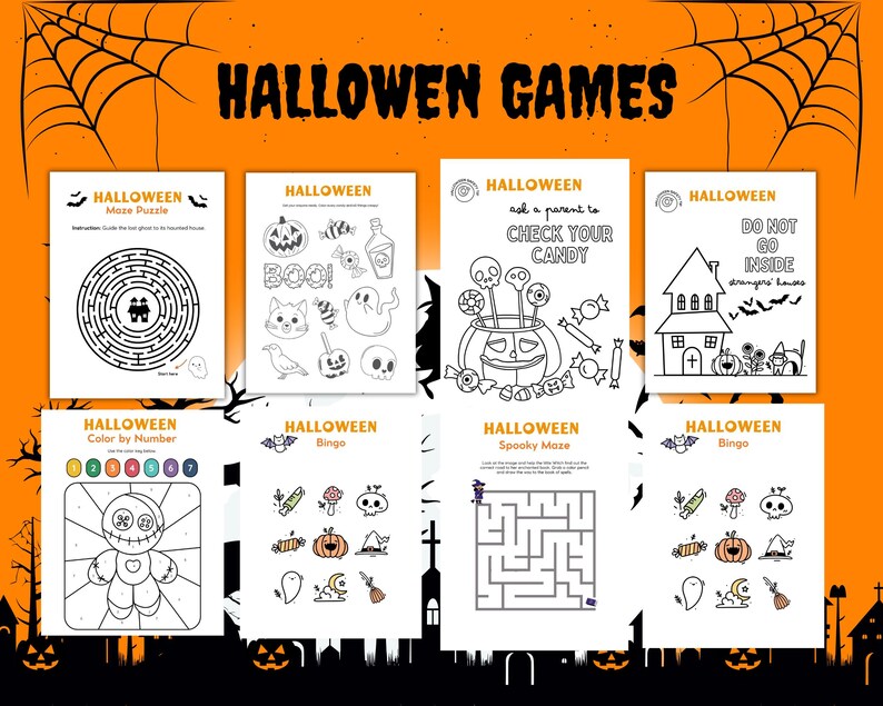 Printable Halloween Games Bundle, Halloween Preschool Games, Halloween ...