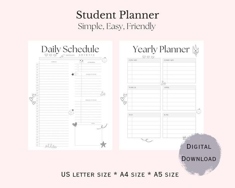 Printable Student Planner Bundle: Academic Daily, Weekly (digital ...