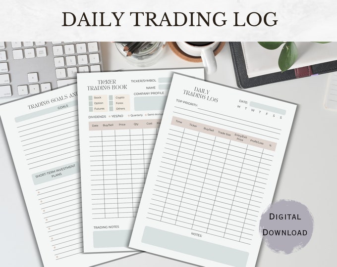 Trading Journal Printable | Stock Options Bitcoin Trade Log PDF ...