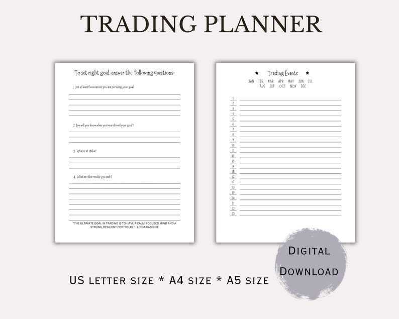 Trading Journal Printable | Stock Options Bitcoin Trade Log PDF ...