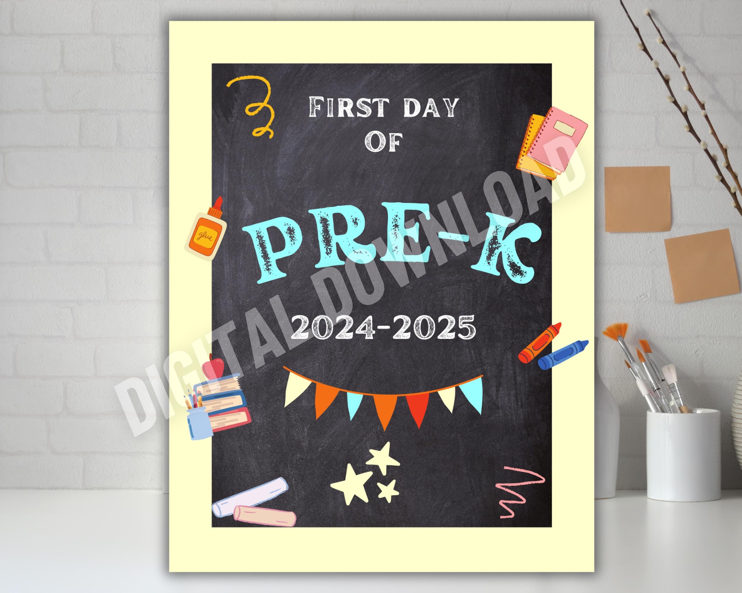 First Day of Pre-k, First Day of School Sign, Printable Preschool Sign ...