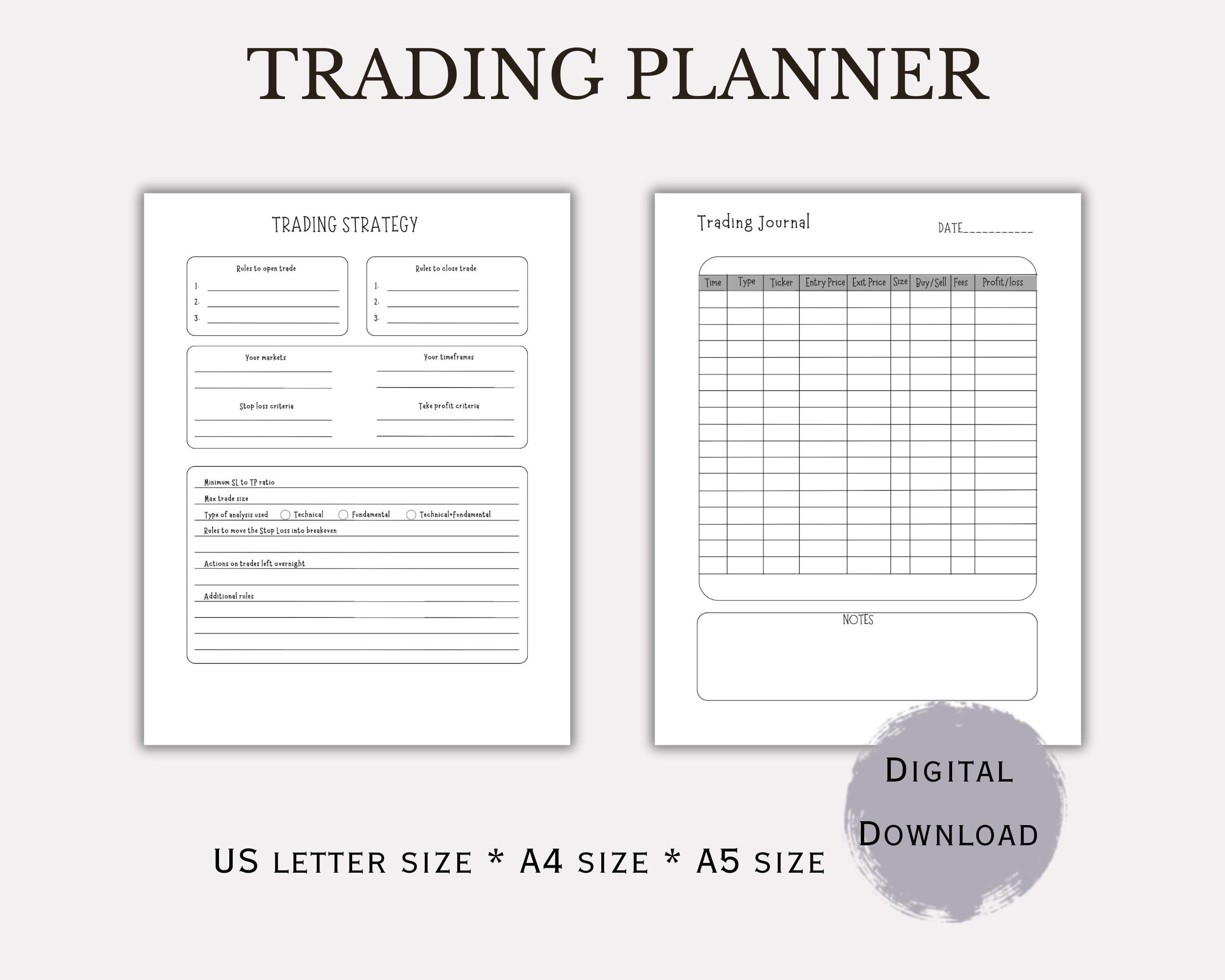 Trading Journal Printable | Stock Options Bitcoin Trade Log PDF ...