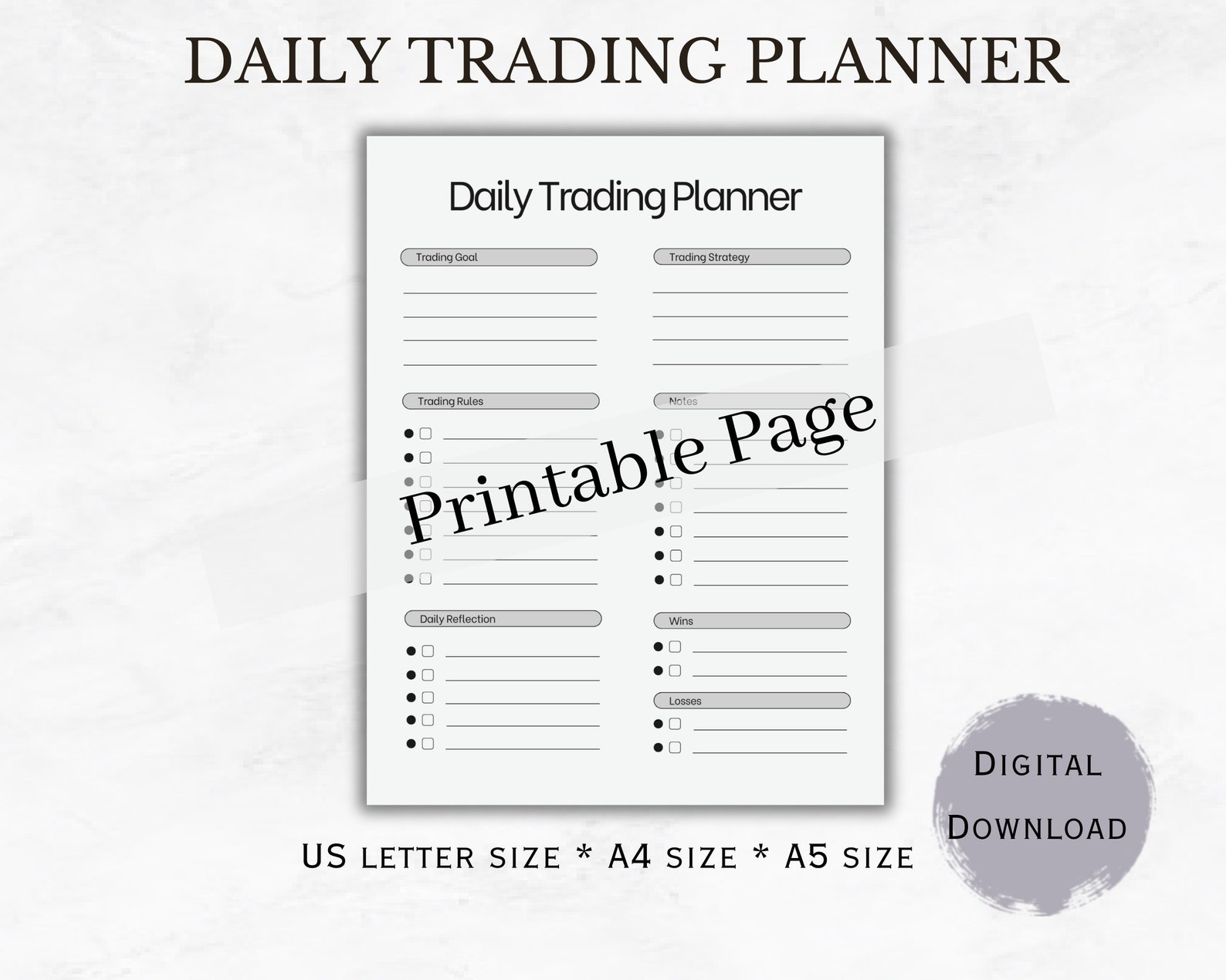 Daily Trading Planner With Goals Setting, Mindset Journal Tracker ...