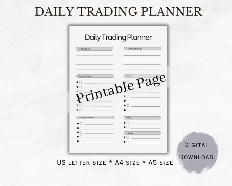 Daily Trading Planner With Goals Setting, Mindset Journal Tracker ...