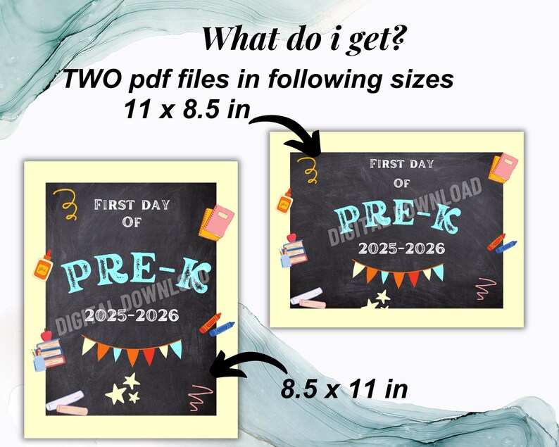 First Day of Pre-k, First Day of School Sign, Printable Preschool Sign ...