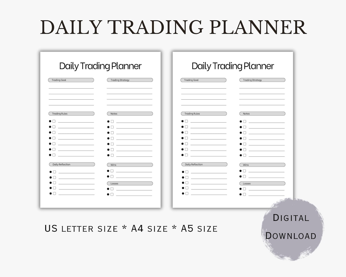 Daily Trading Planner With Goals Setting, Mindset Journal Tracker ...