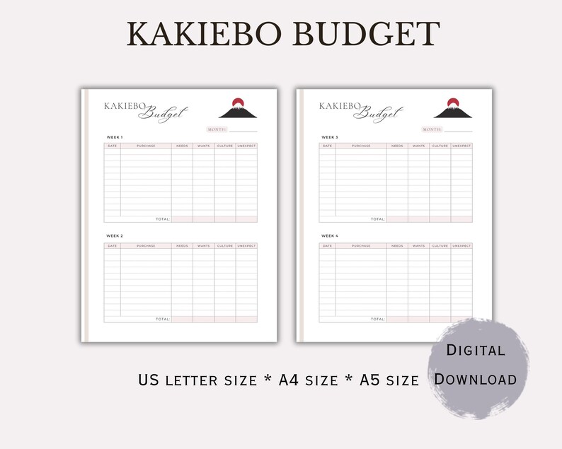 Kakeibo Template, Minimal Budgeting Template, Finance Tracker, Expense ...