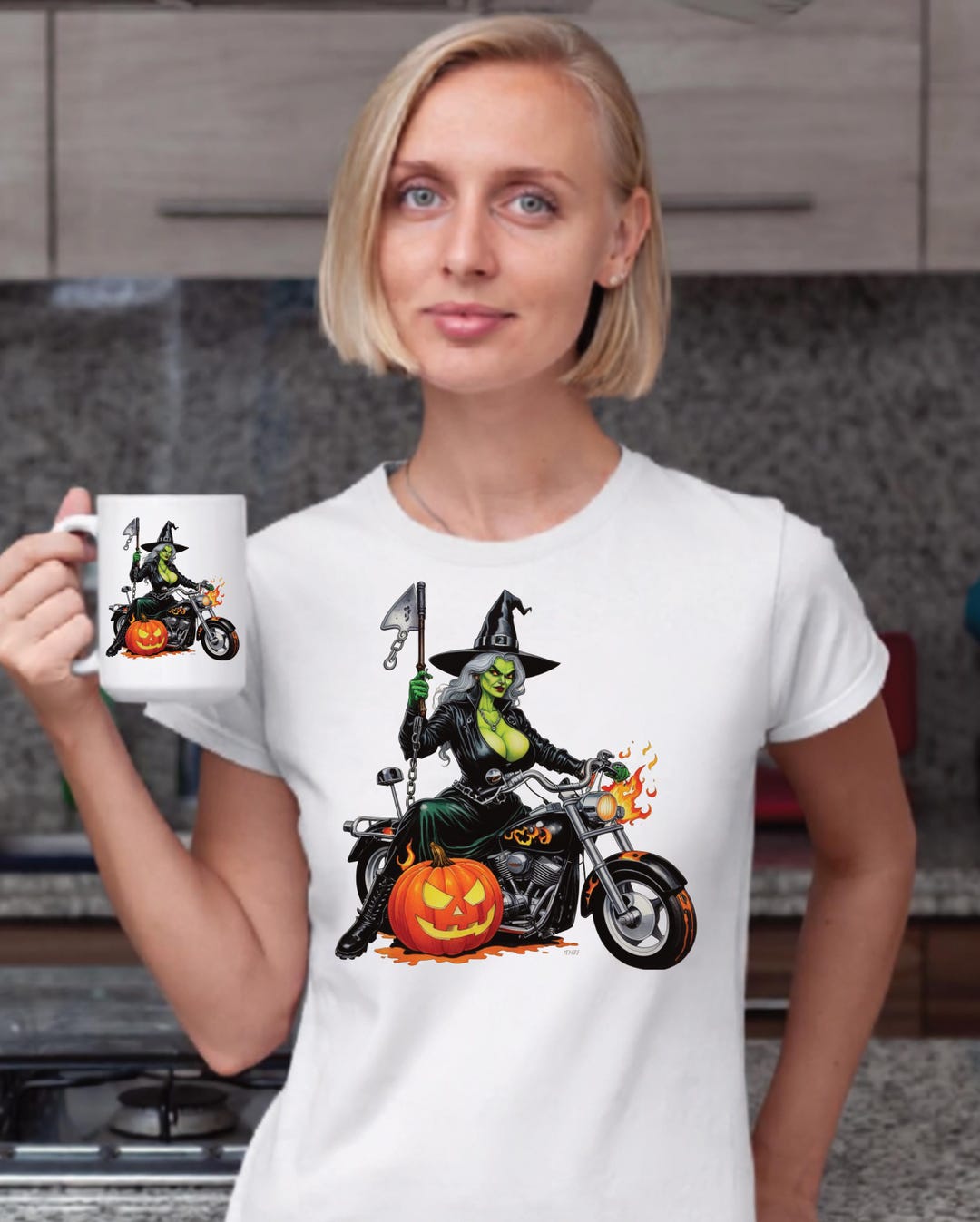 1 Halloween Witch on a Motorcycle PNG Image | Sublimation Designs for T ...