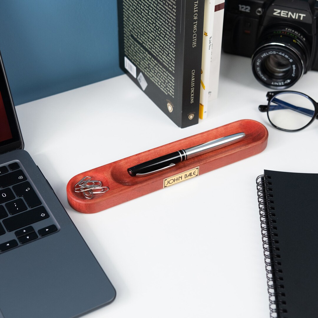 Wood Pen Case, Wooden Desk Accessories, Aesthetic Pencil Holder ...