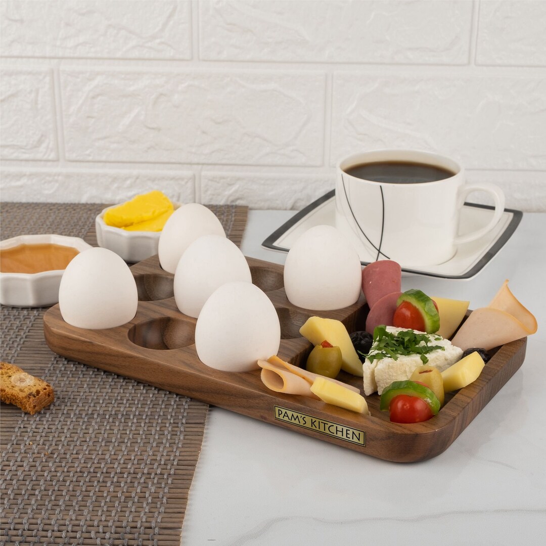 Wooden 9pcs Egg Tray, Egg Tray With Serving Tray, Personalized Wooden ...