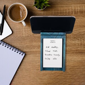 Wooden Phone Holder With Note Taking Section, Desktop Organizer, Desk ...