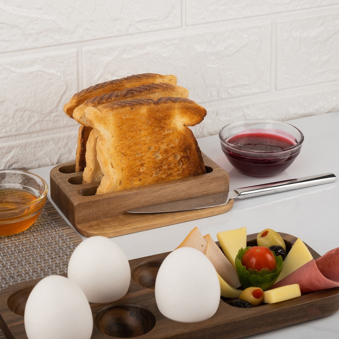 Handcrafted Walnut Toast Rack With Knife Holder, Farmhouse Kitchen ...