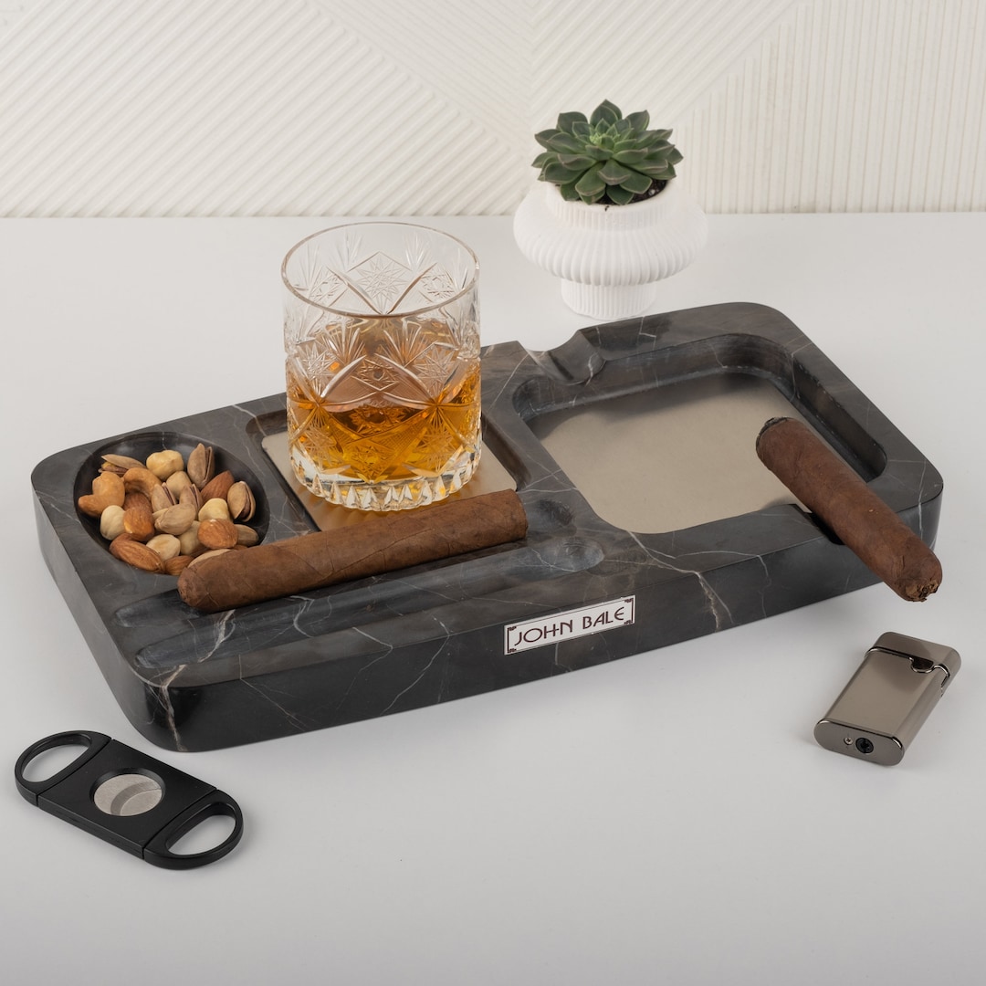 Marble Cigar Ashtray, Whiskey Coaster, Personalized Cigar Holder ...