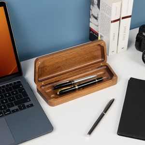 Wood Box for Pen, Pencil Holder, Wood Desk Organizer, Wood Pencil Pouch ...