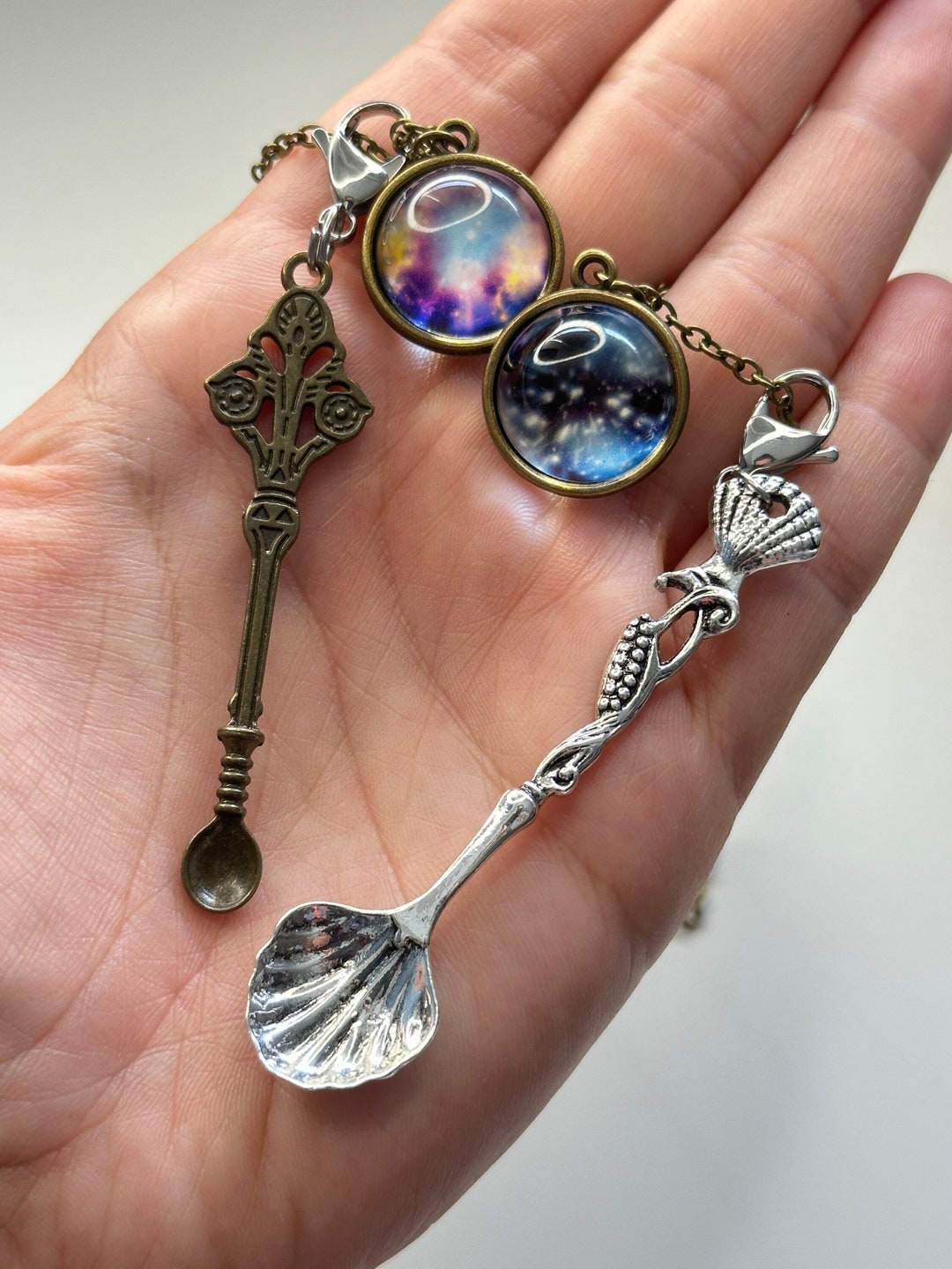 Vintage Pendant | Galaxy Pendant | Spoon Necklace | Mini Spoon Necklace ...